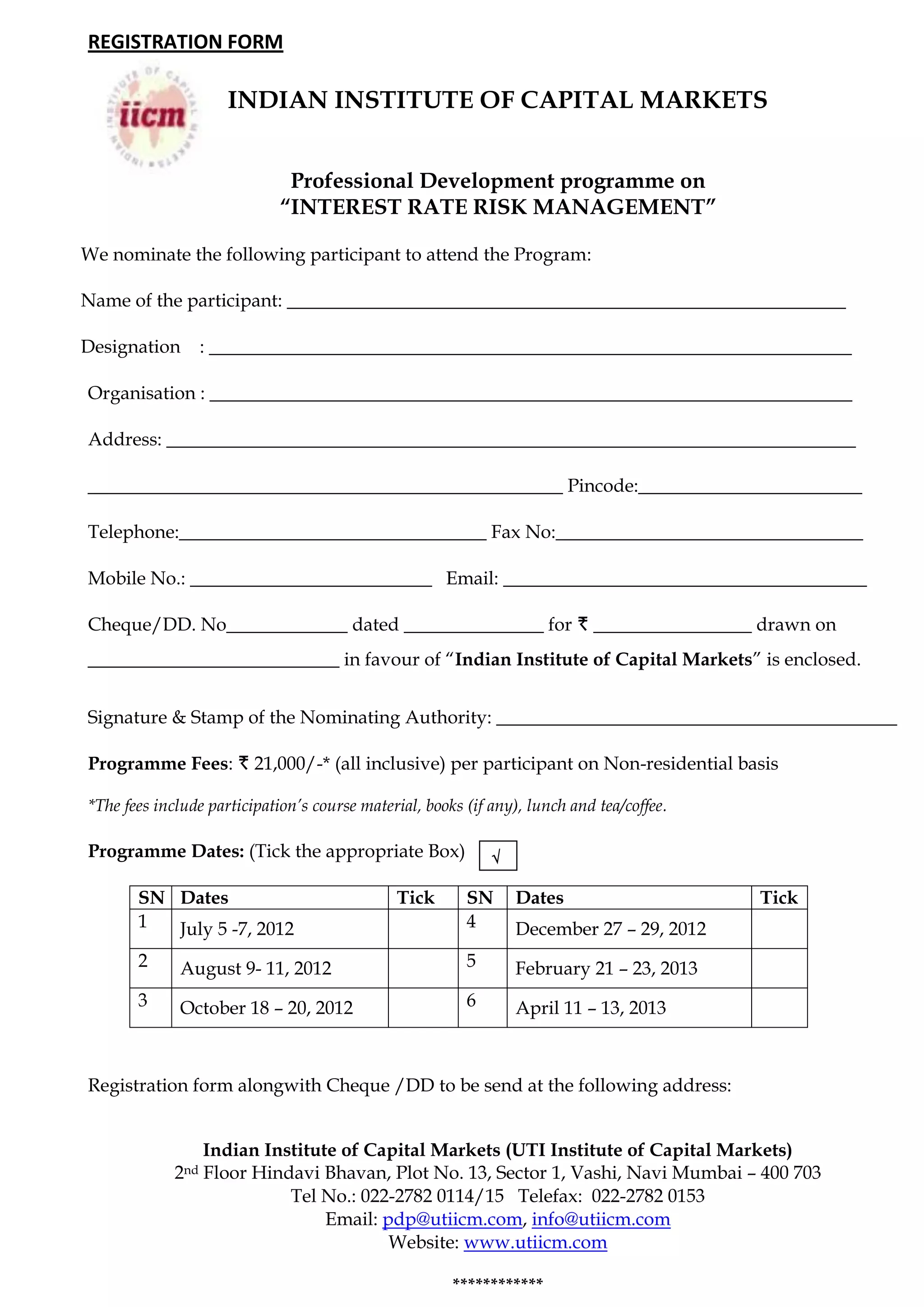Programme on Interest Rate Risk Management | PDF