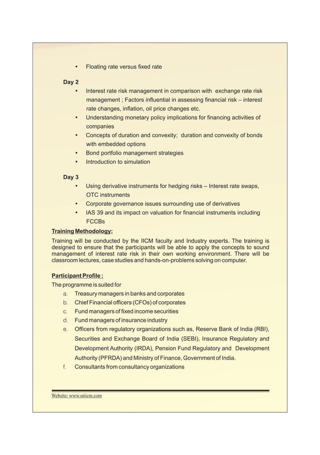 Programme on Interest Rate Risk Management | PDF