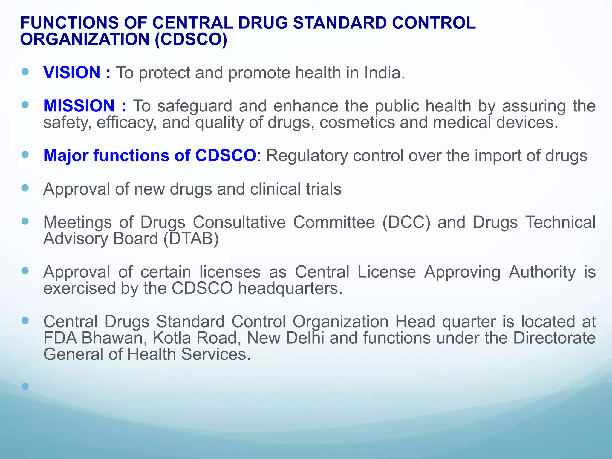 Indian regulatory requirements- CDSCO ( IP-2 / UNIT 5 ) | PPTX