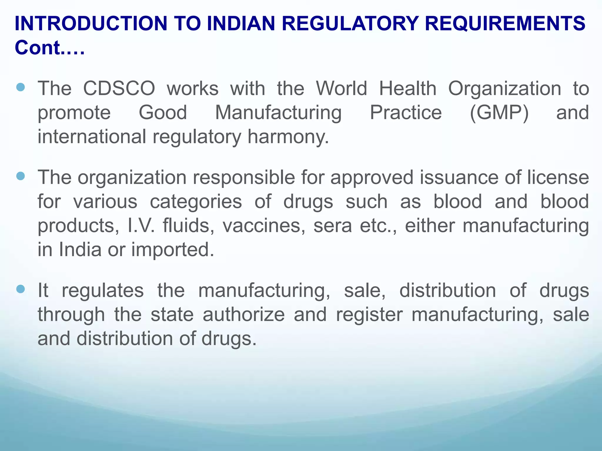 Indian regulatory requirements- CDSCO ( IP-2 / UNIT 5 ) | PPTX