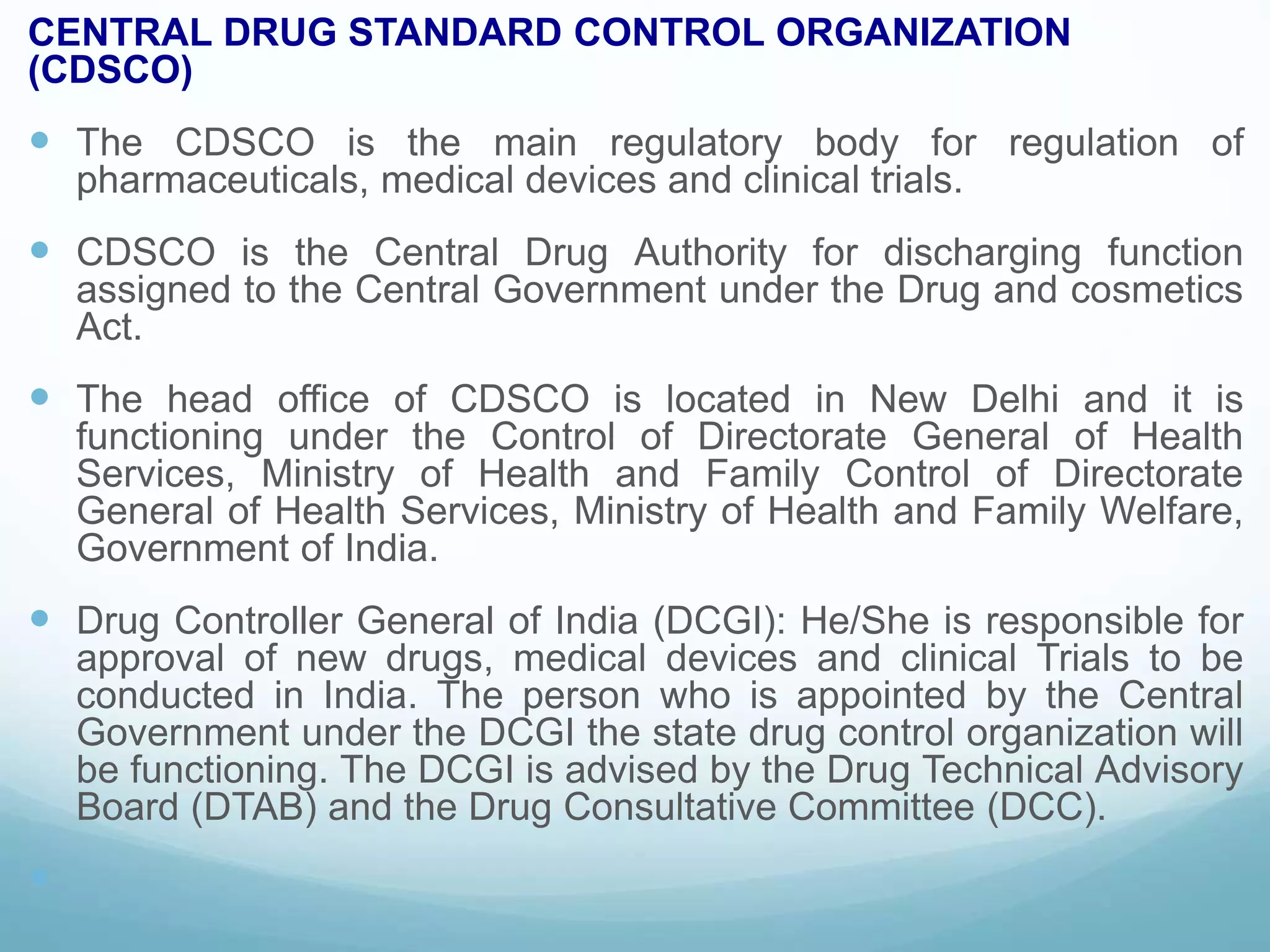 Indian regulatory requirements- CDSCO ( IP-2 / UNIT 5 ) | PPTX