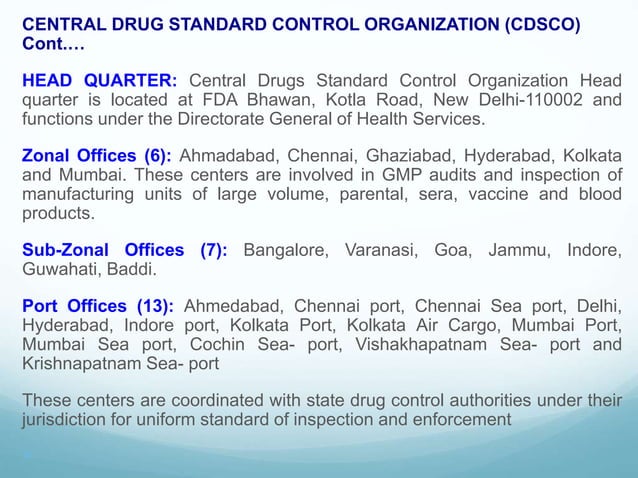 Indian regulatory requirements- CDSCO ( IP-2 / UNIT 5 ) | PPTX ...