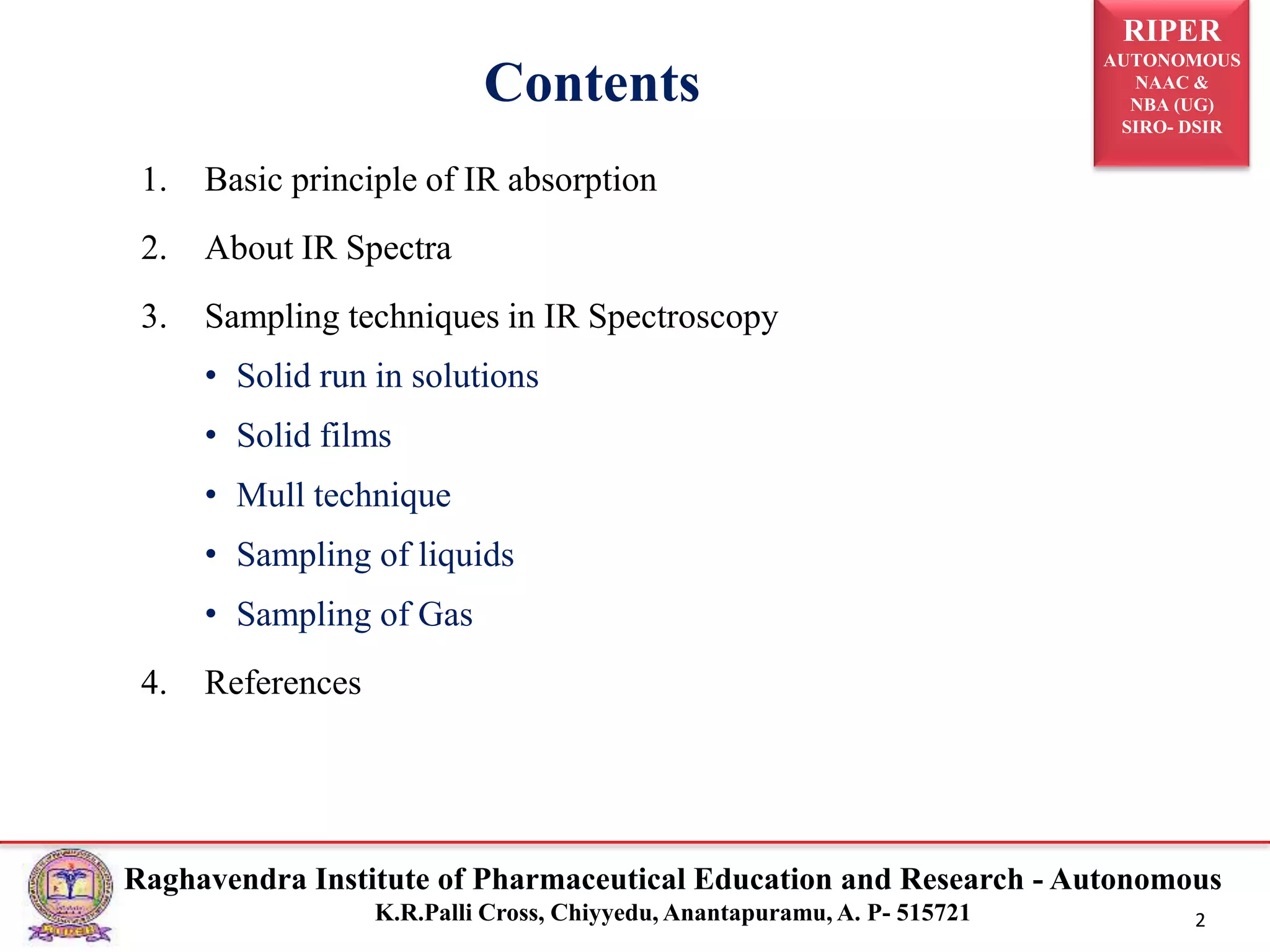 Sampling Techniques in IR Spectroscopy | PPTX