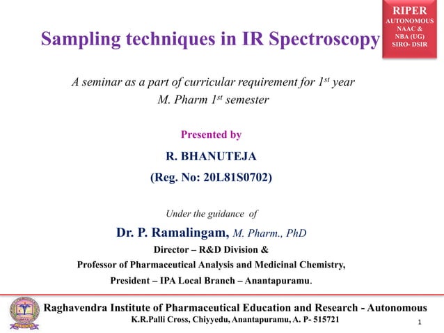 Sampling Techniques in IR Spectroscopy | PPTX | Chemistry | Science