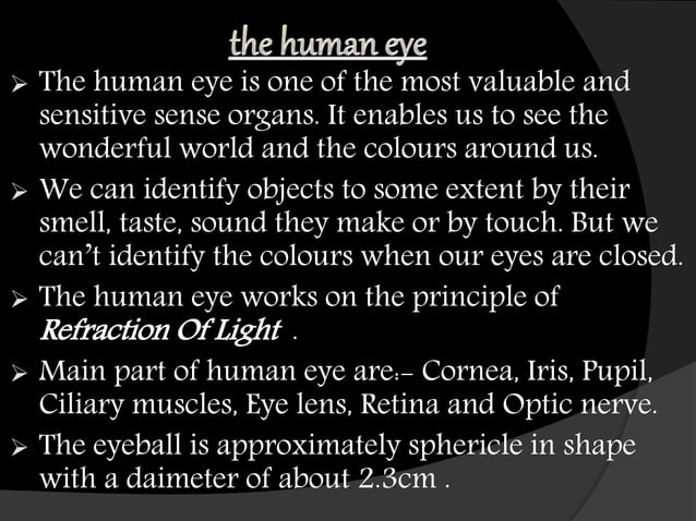 HUMAN EYE AND ITS DEFECTS | PPTX | Eye and Vision Conditions | Diseases ...