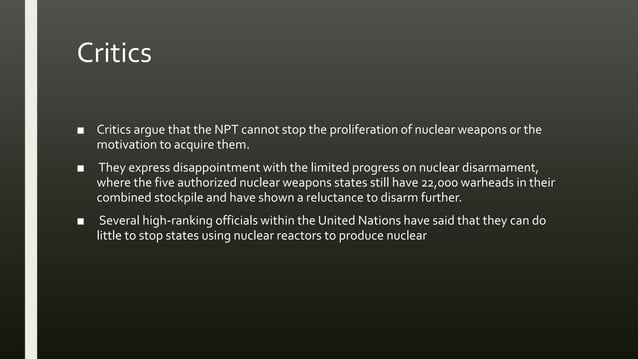 Nuclear NON-PROLIFERATION TREATY | PPTX
