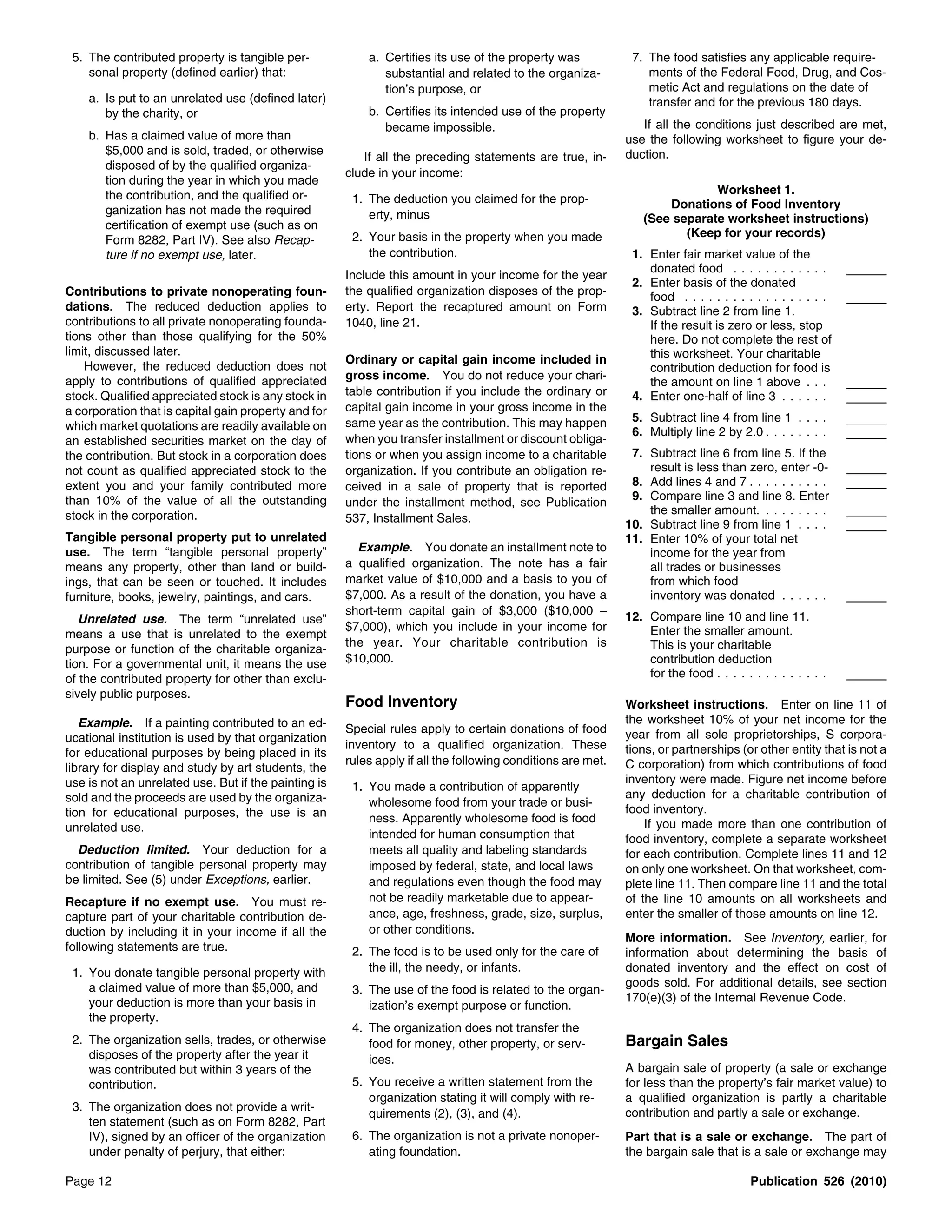 IRS Publication 526 Charitable donations | PDF