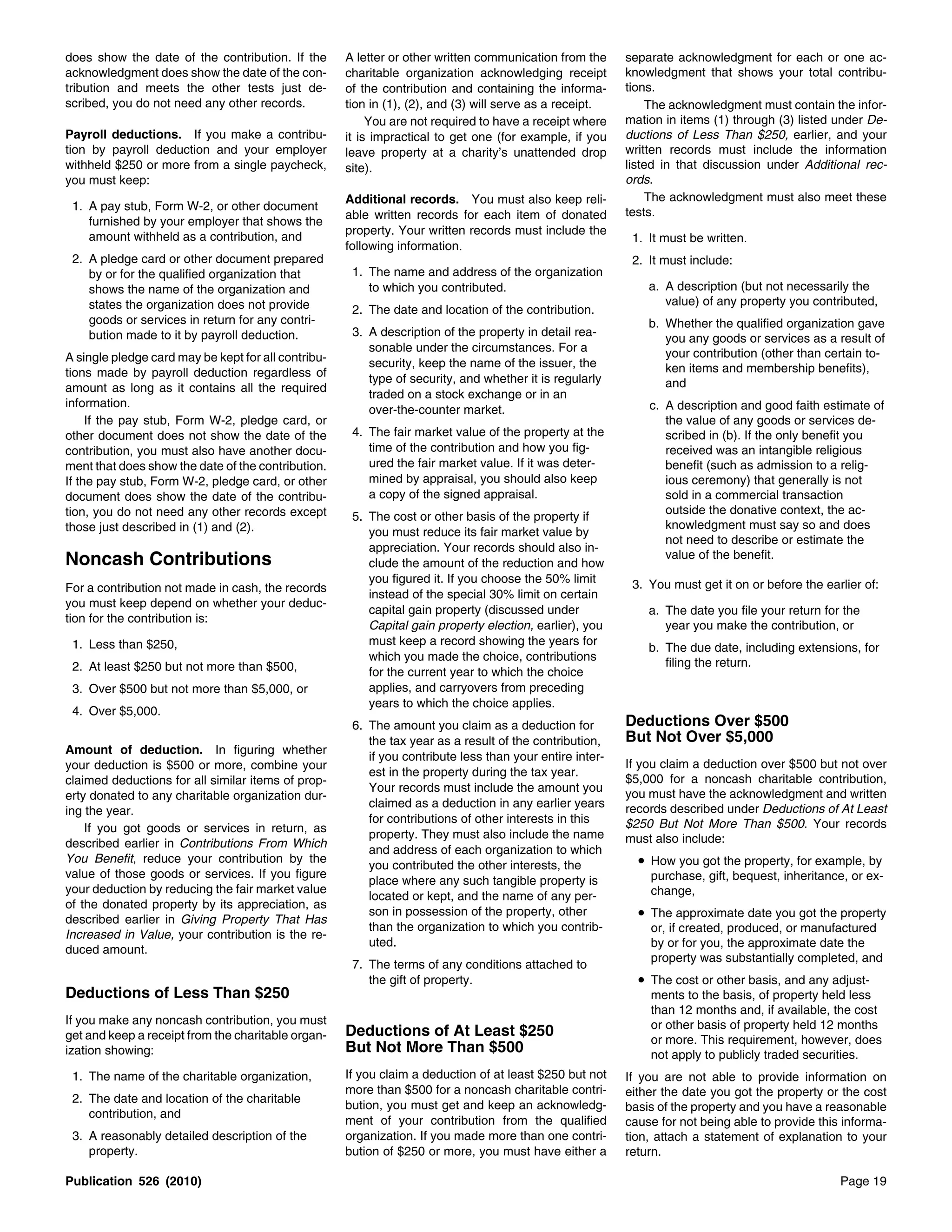 IRS Publication 526 Charitable donations | PDF