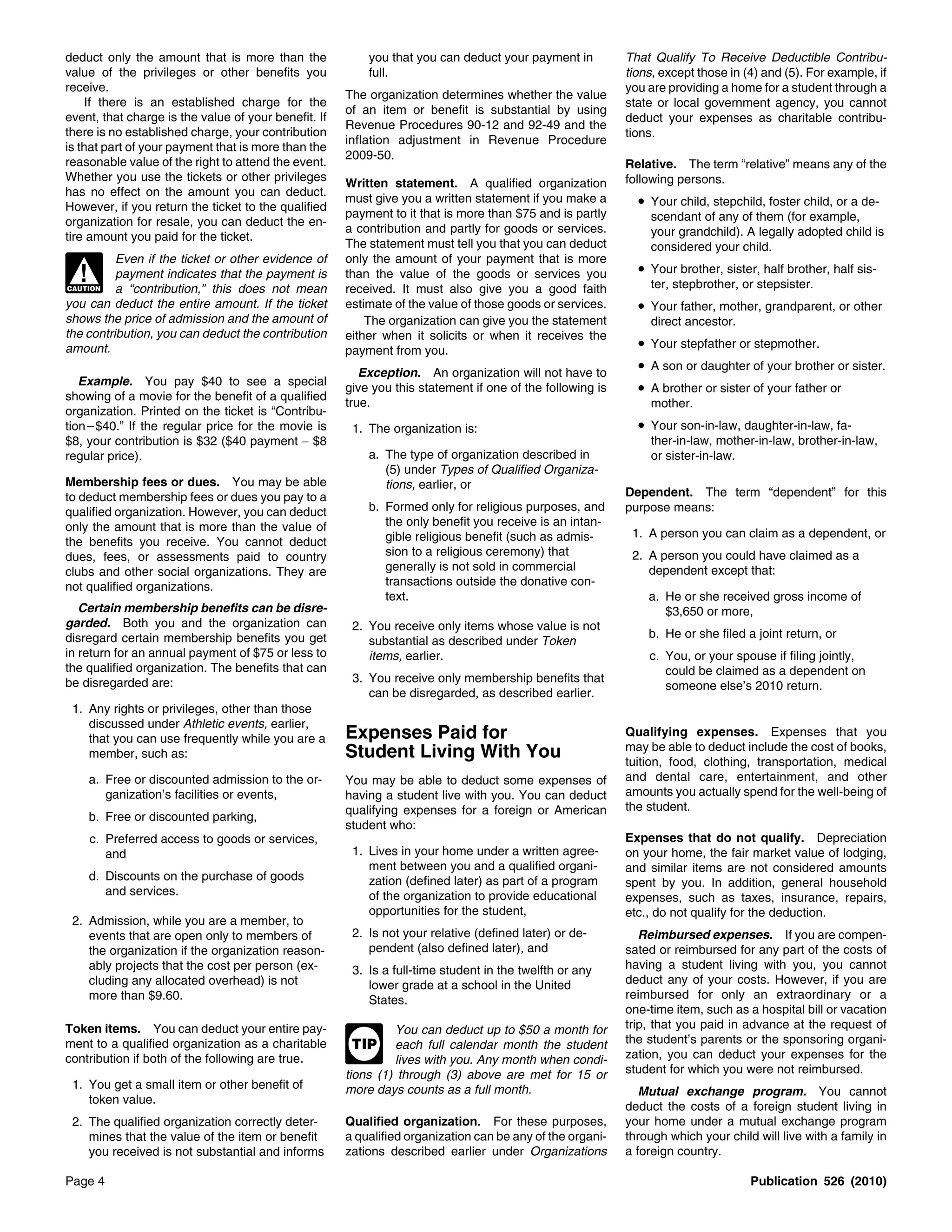 IRS Publication 526 Charitable donations | PDF
