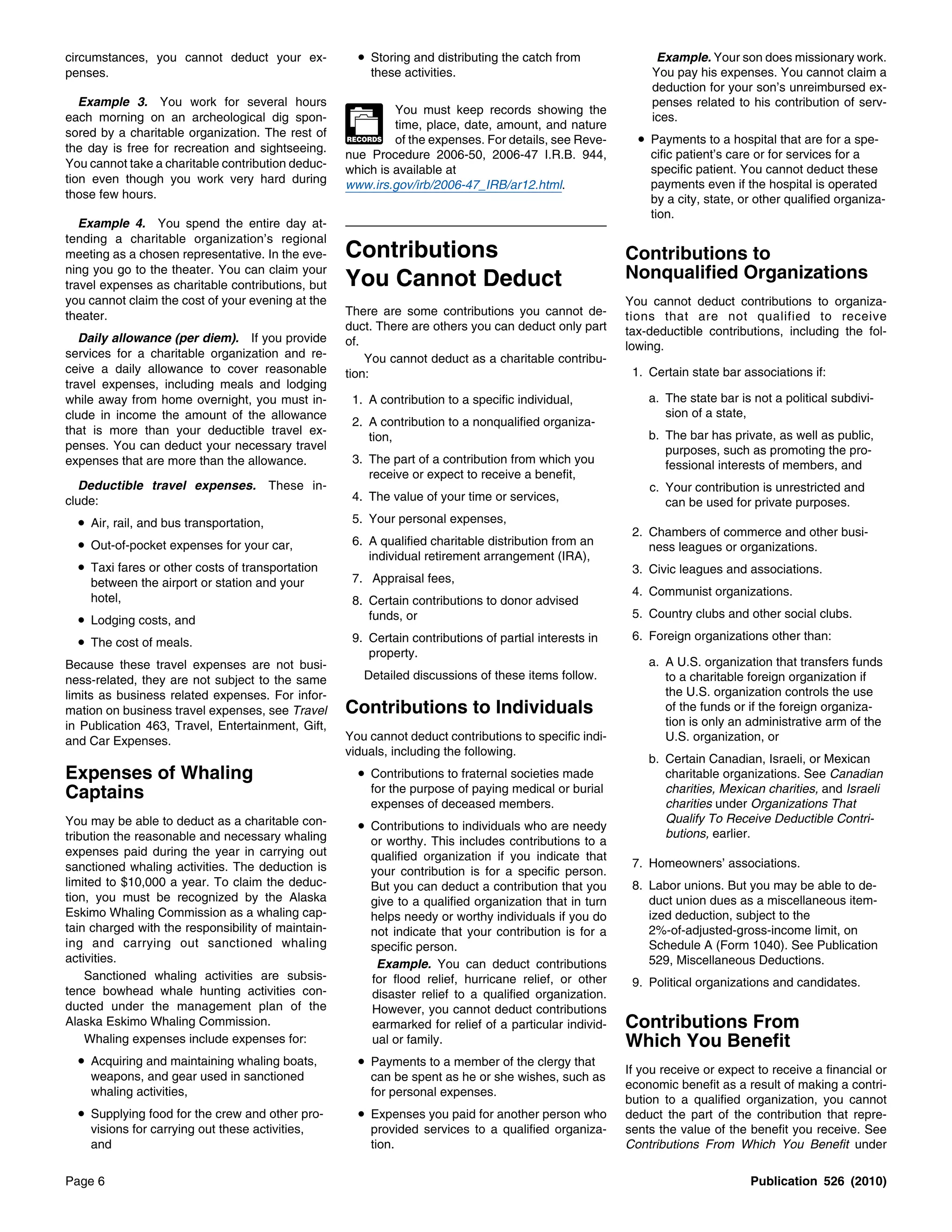IRS Publication 526 Charitable donations | PDF