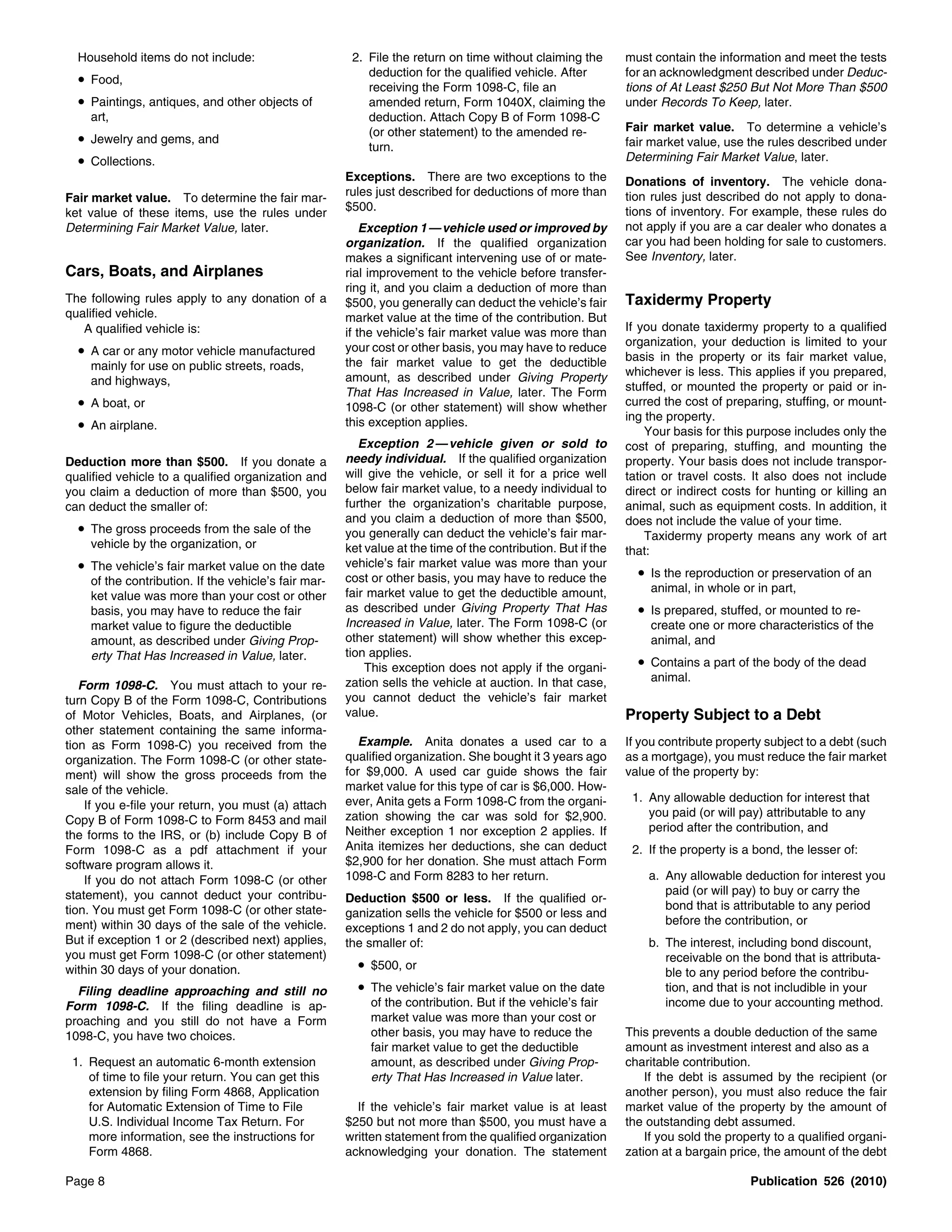 IRS Publication 526 Charitable donations | PDF