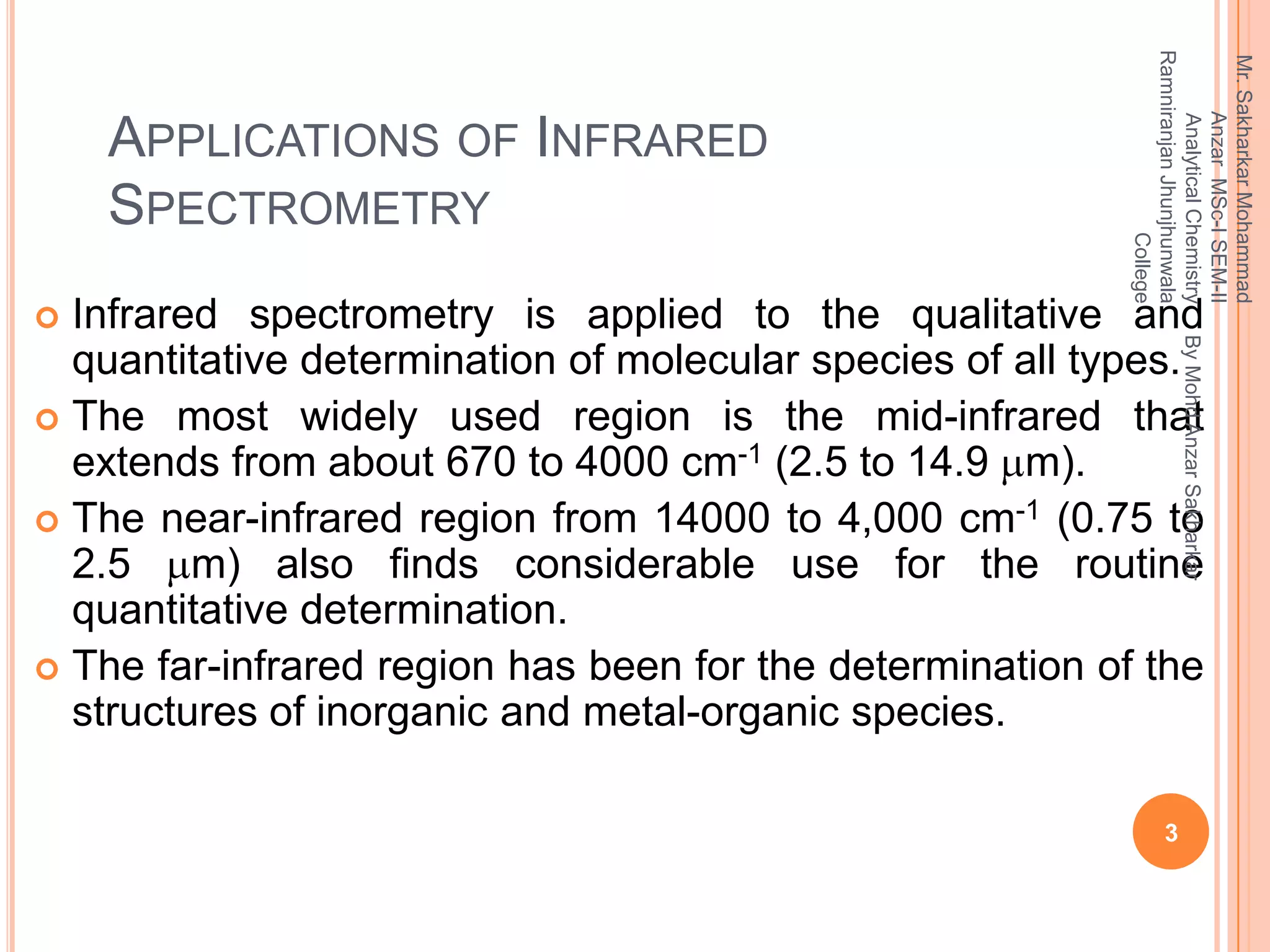 advantages n limitations of quantitative ir spectroscopy | PPTX