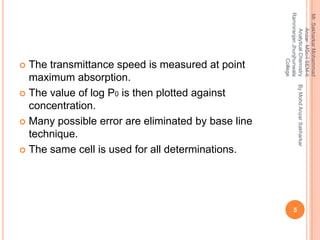advantages n limitations of quantitative ir spectroscopy | PPTX