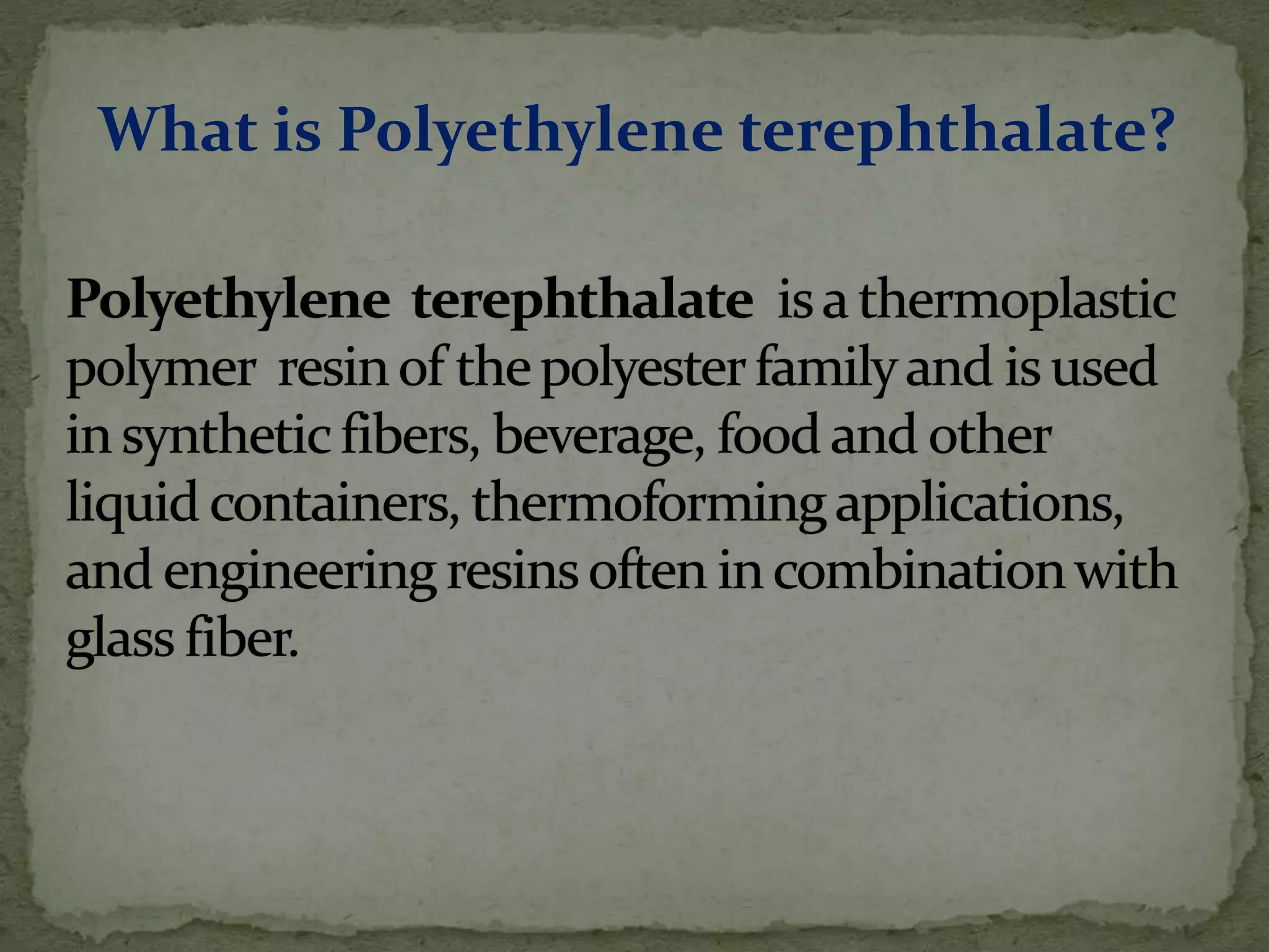 IR Spectrum of Polyethylene Terephthalate (PET) | PPTX