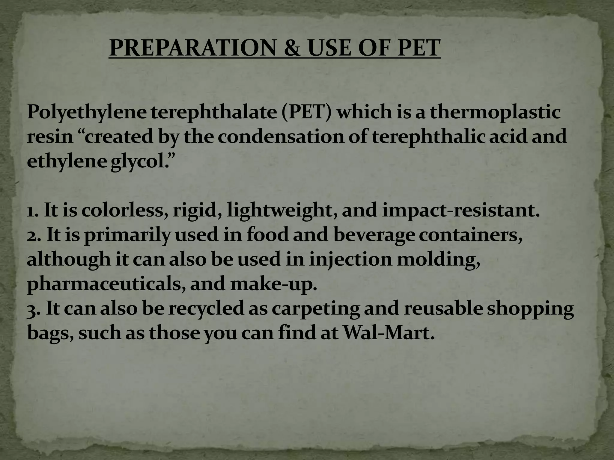 IR Spectrum of Polyethylene Terephthalate (PET) | PPTX