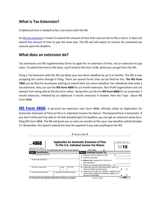 Irs tax extension form 4868 | PDF | Business Accounting & Finance ...
