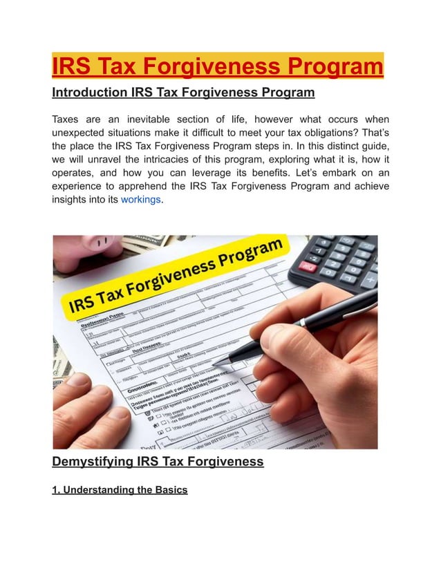 IRS Tax Forgiveness Program.pdf | Personal Taxes | Personal Finance