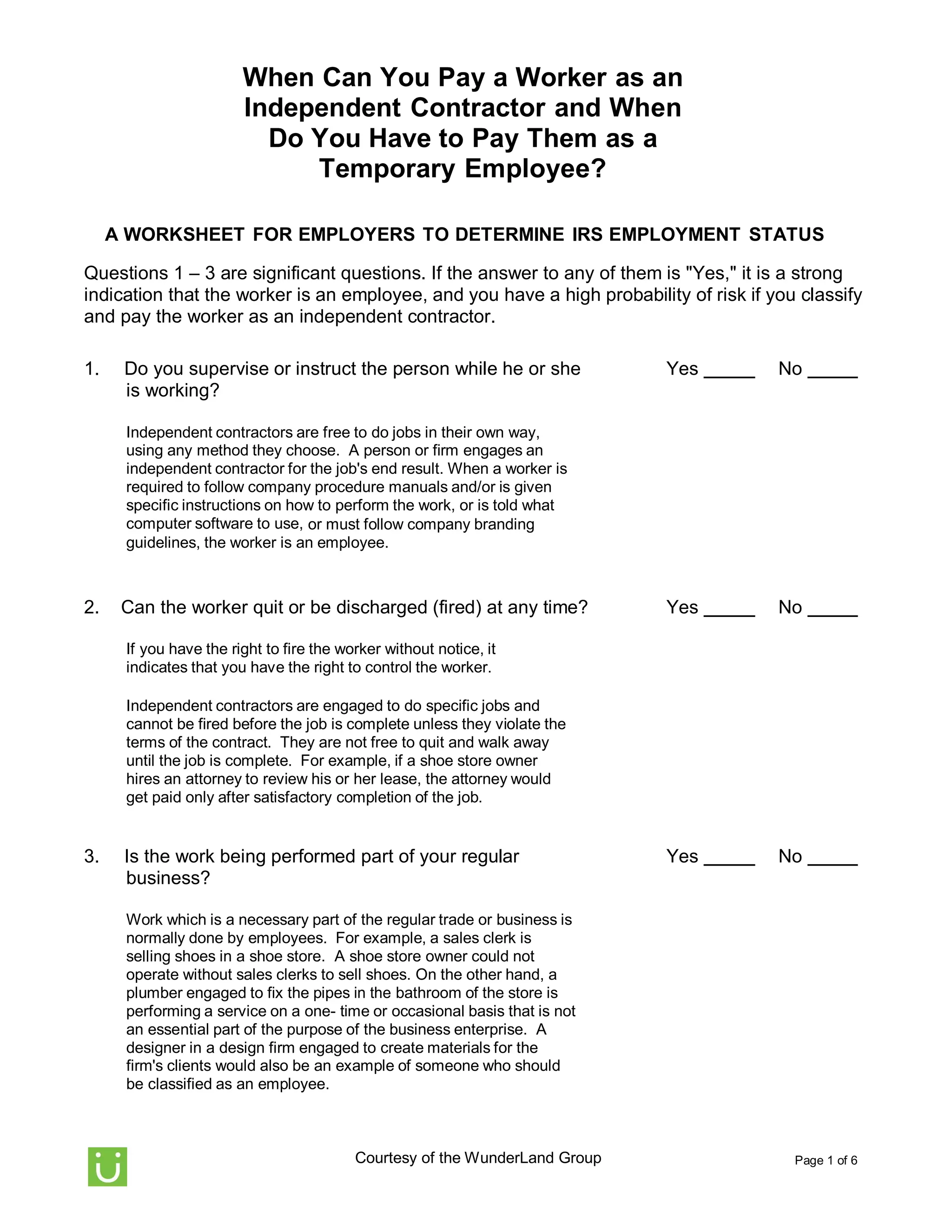 IRS Worker Classification | PDF