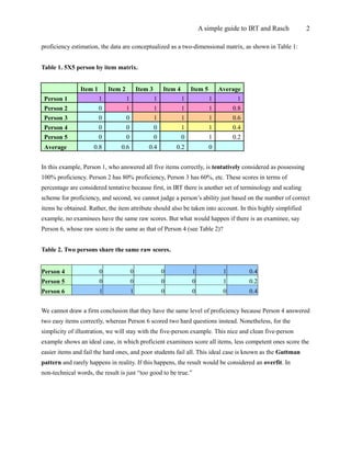 A Simple Guide to the Item Response Theory (IRT) and Rasch Modeling | PDF