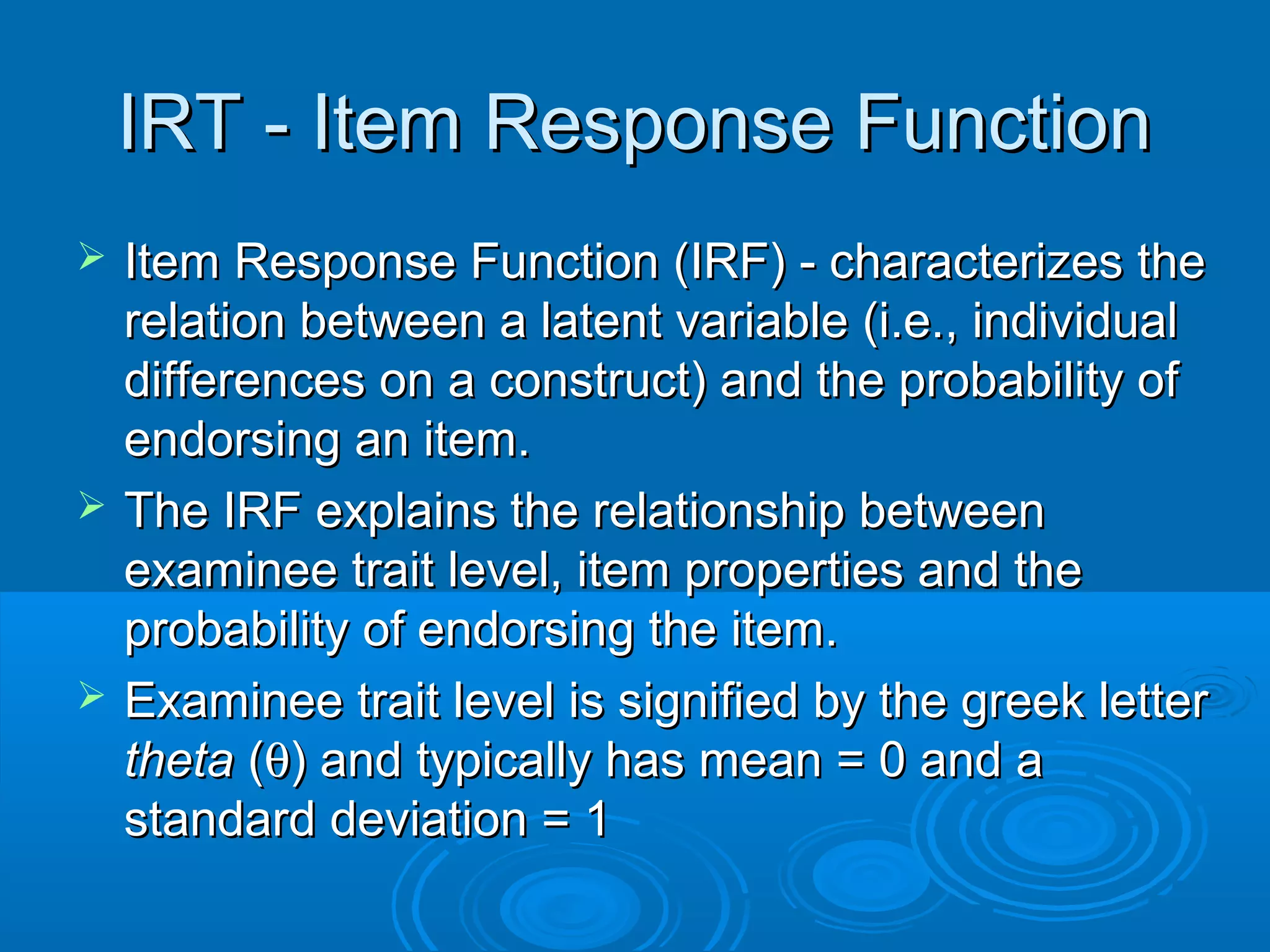 Item Response Theory (IRT) | PPT