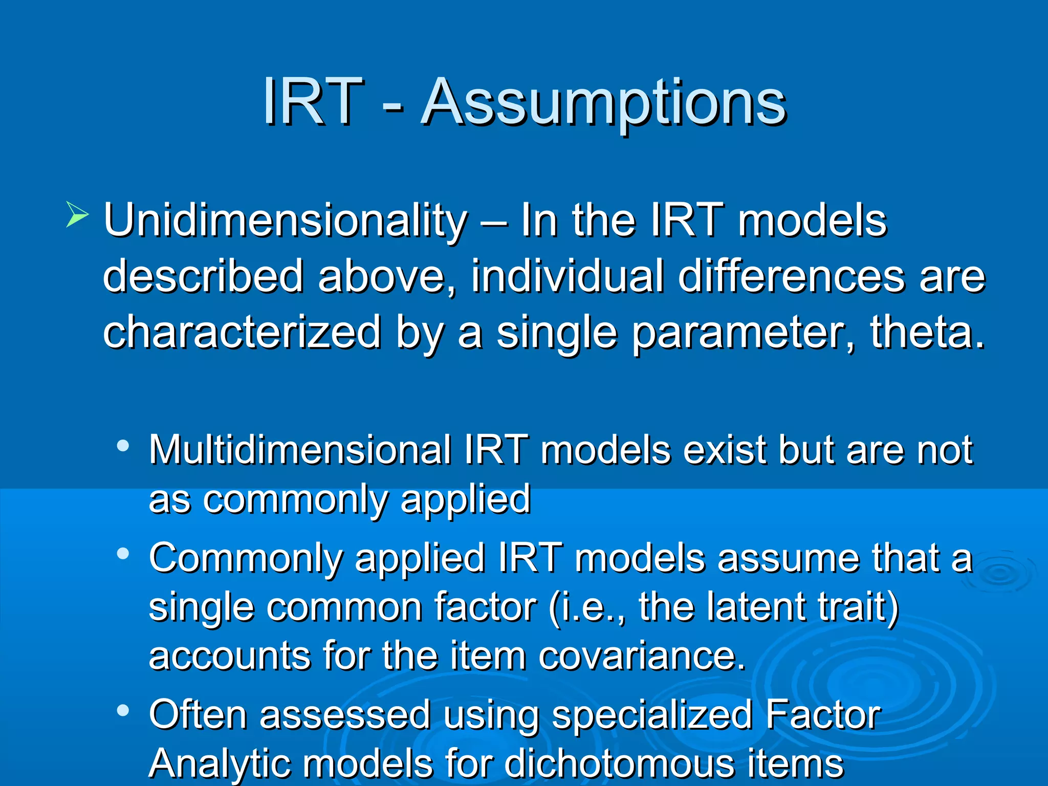 Item Response Theory (IRT) | PPT
