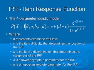 Item Response Theory (IRT) | PPT