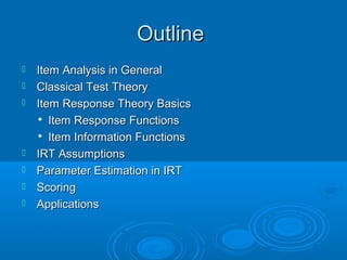 Item Response Theory (IRT) | PPT