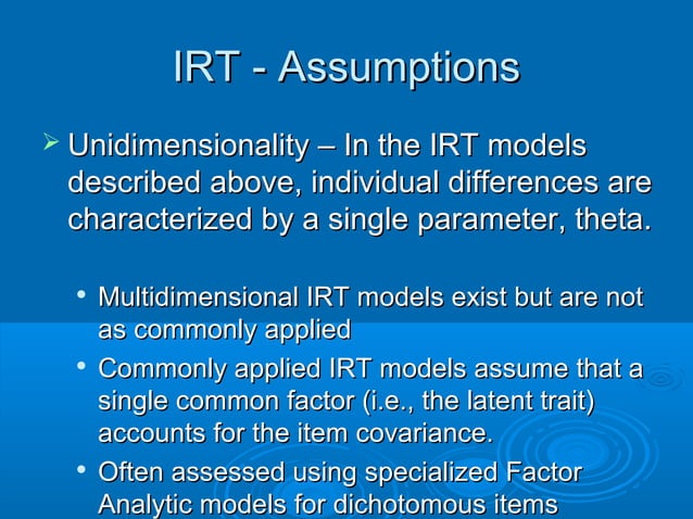 Item Response Theory (IRT) | PPT | Standardized Testing | Educational ...