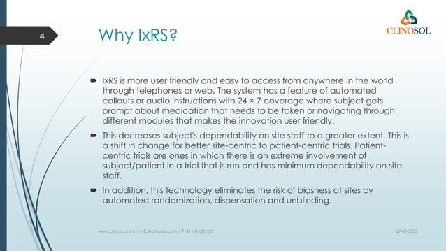 IRT in Clinical Trials (IxRS)_IVRS_IWRS in Clinical Trials | PDF