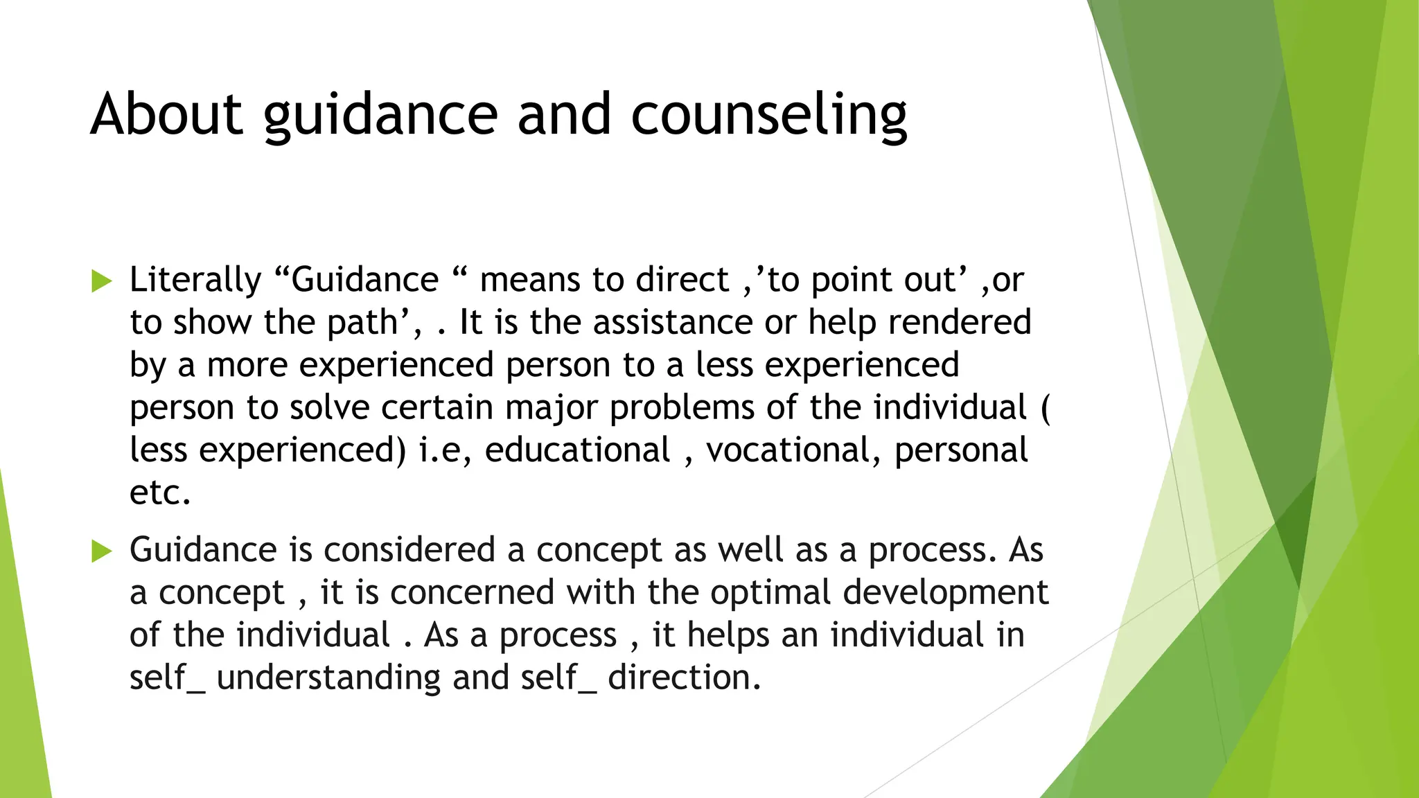 Guidance and counseling..types ..why guidance for adolescent | PPTX