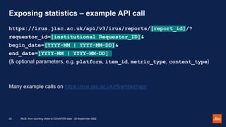 IRUS from counting clicks to COUNTER stats | PPTX | Databases | Computer Software and Applications