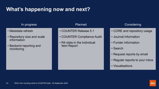 IRUS from counting clicks to COUNTER stats | PPTX | Databases | Computer Software and Applications