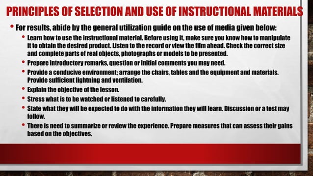 Guiding Principles in the Selection and Use of Instructional Materials ...
