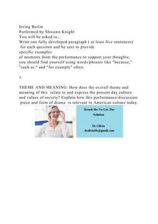 Irving BerlinPerformed by Shwawn KnightYou will be asked to....docx