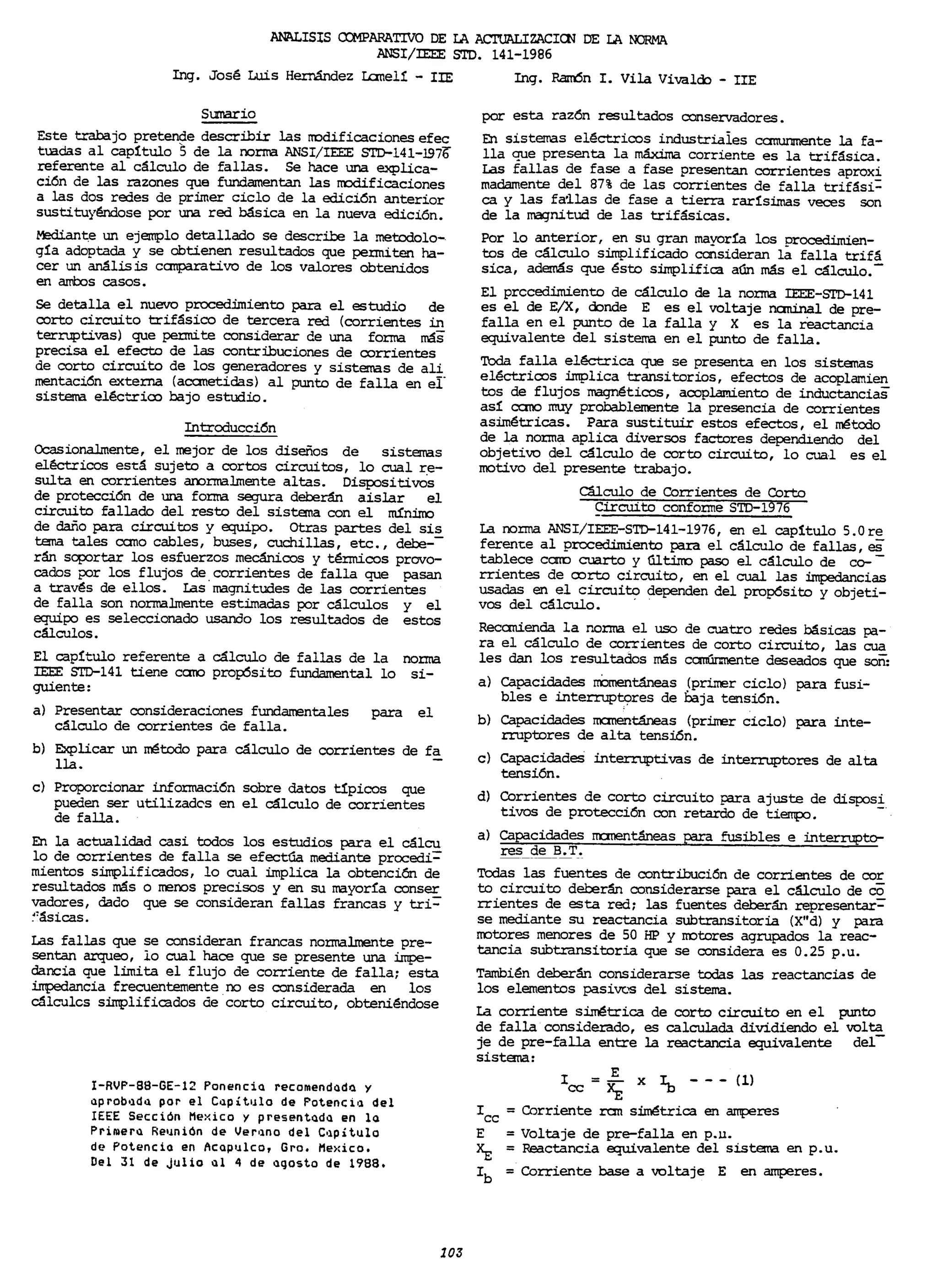 ANALISIS COMPARATIVO DE LA ACTUALIZACION DE LA NORMA ANSI/IEEE STD 141 ...