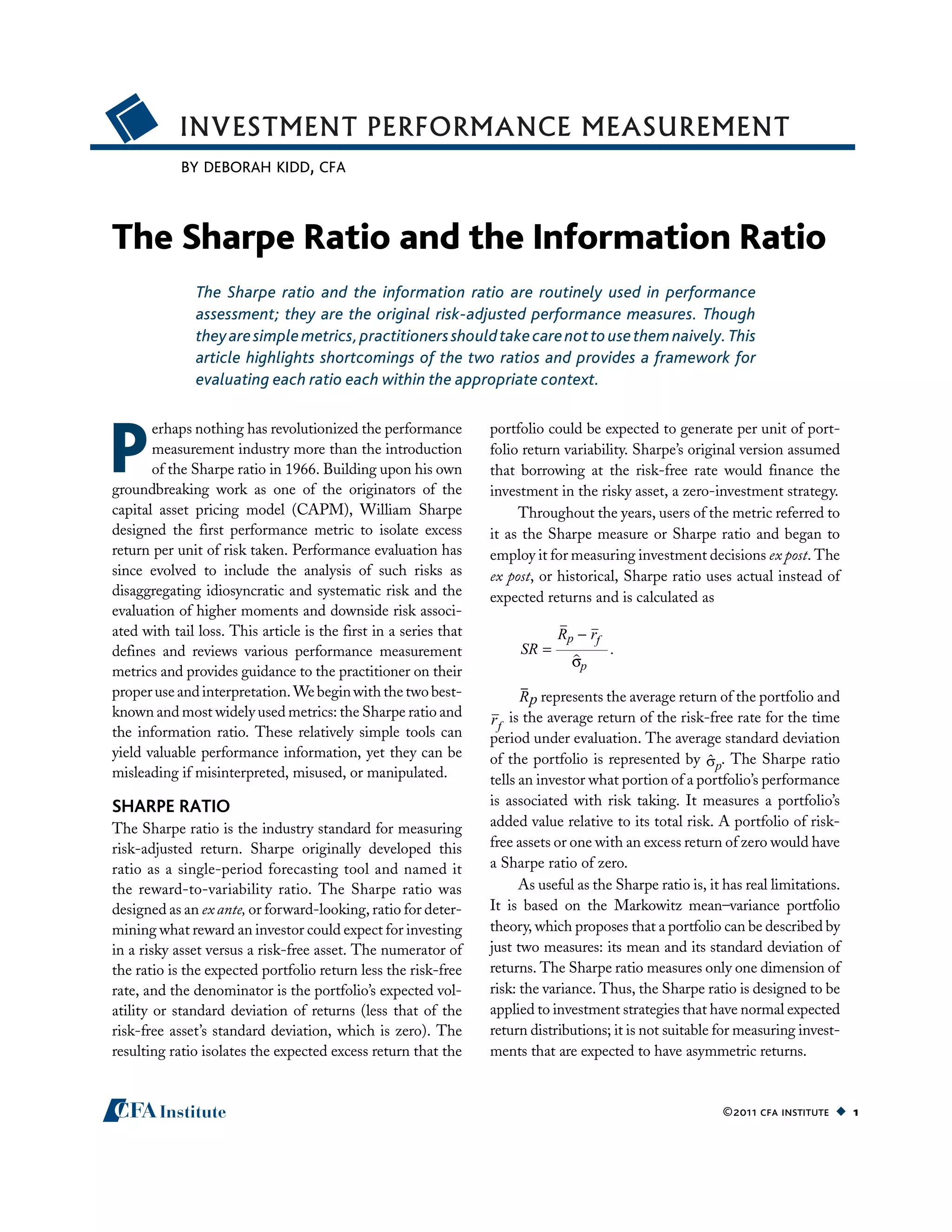 Ir vs sharpe_ratio | PDF