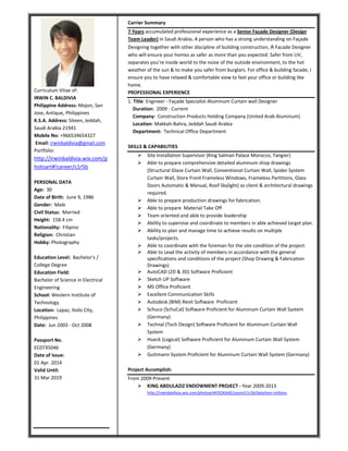 Irwin baldivia resume | PDF