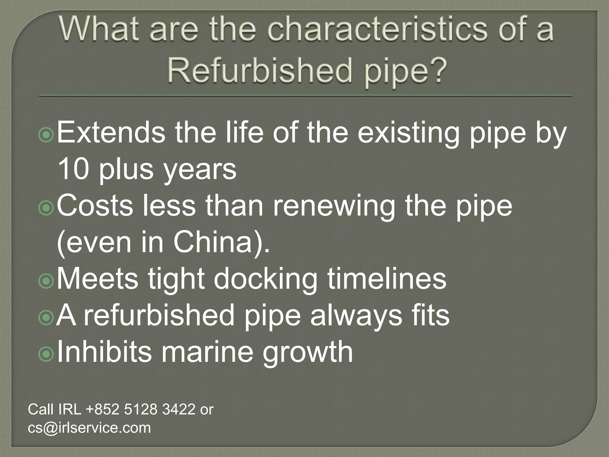 Irwin rotational lining pipe refurbishment | PPT