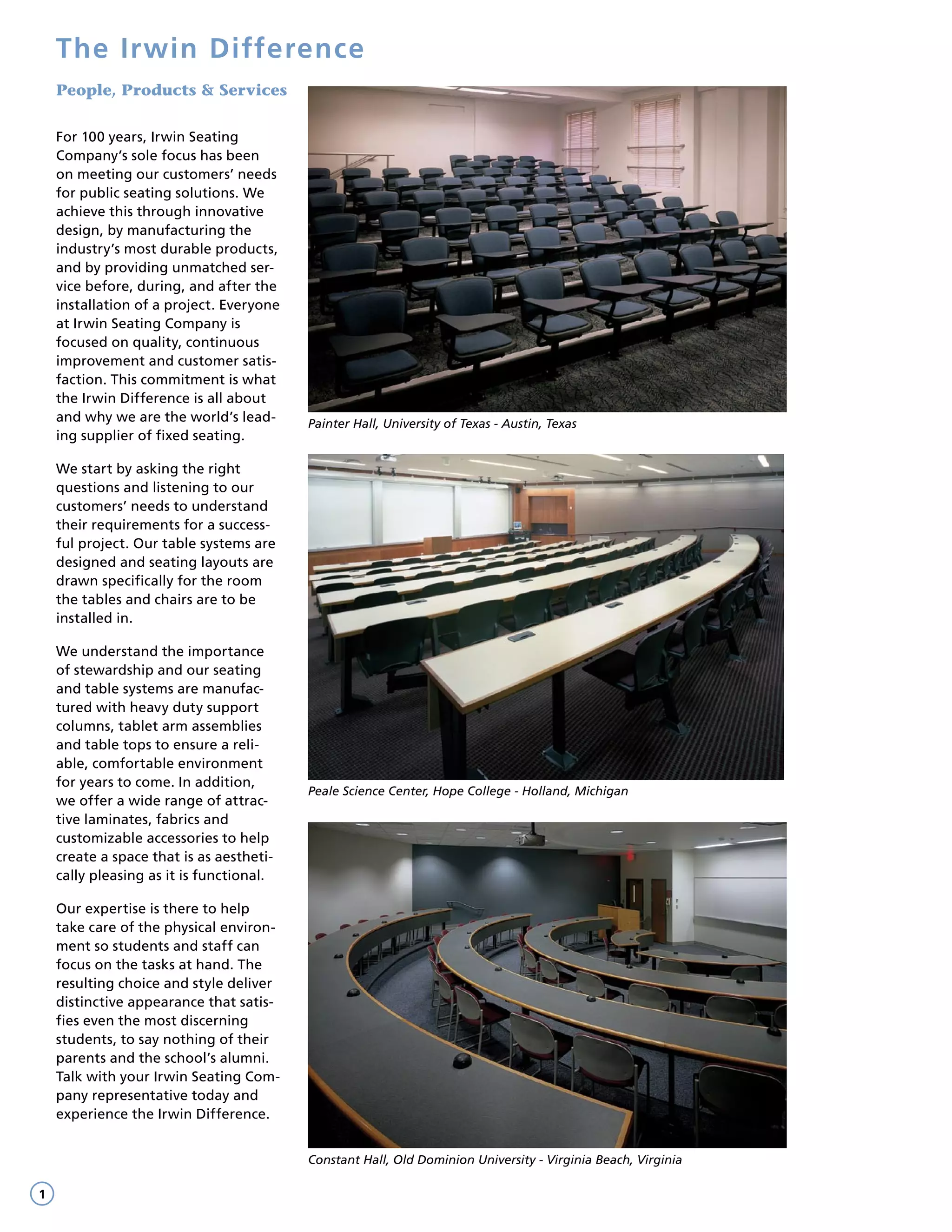 Irwin Seating Lecture Room Brochure (2008 Edition) | PDF