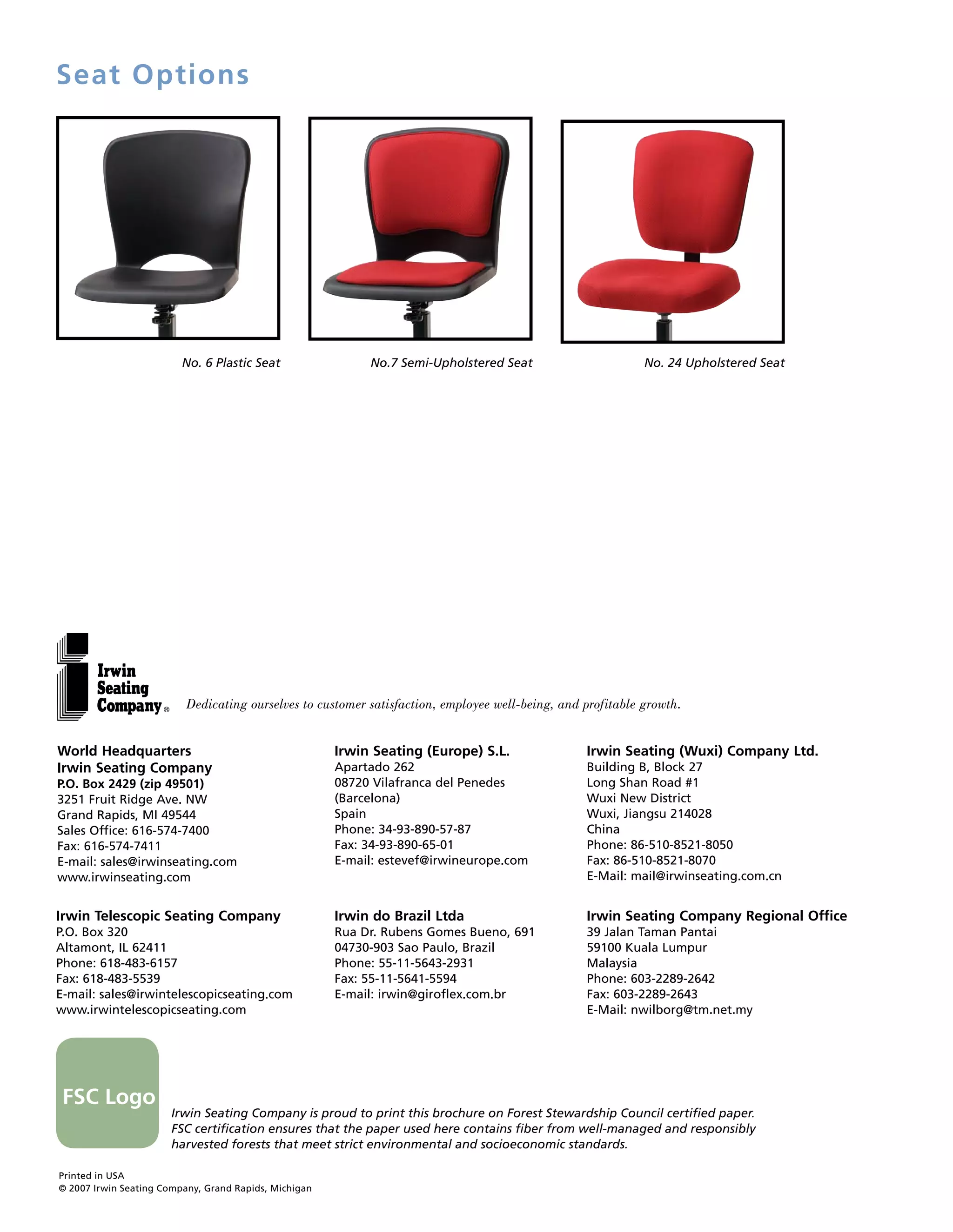Irwin Seating Lecture Room Brochure (2008 Edition) | PDF