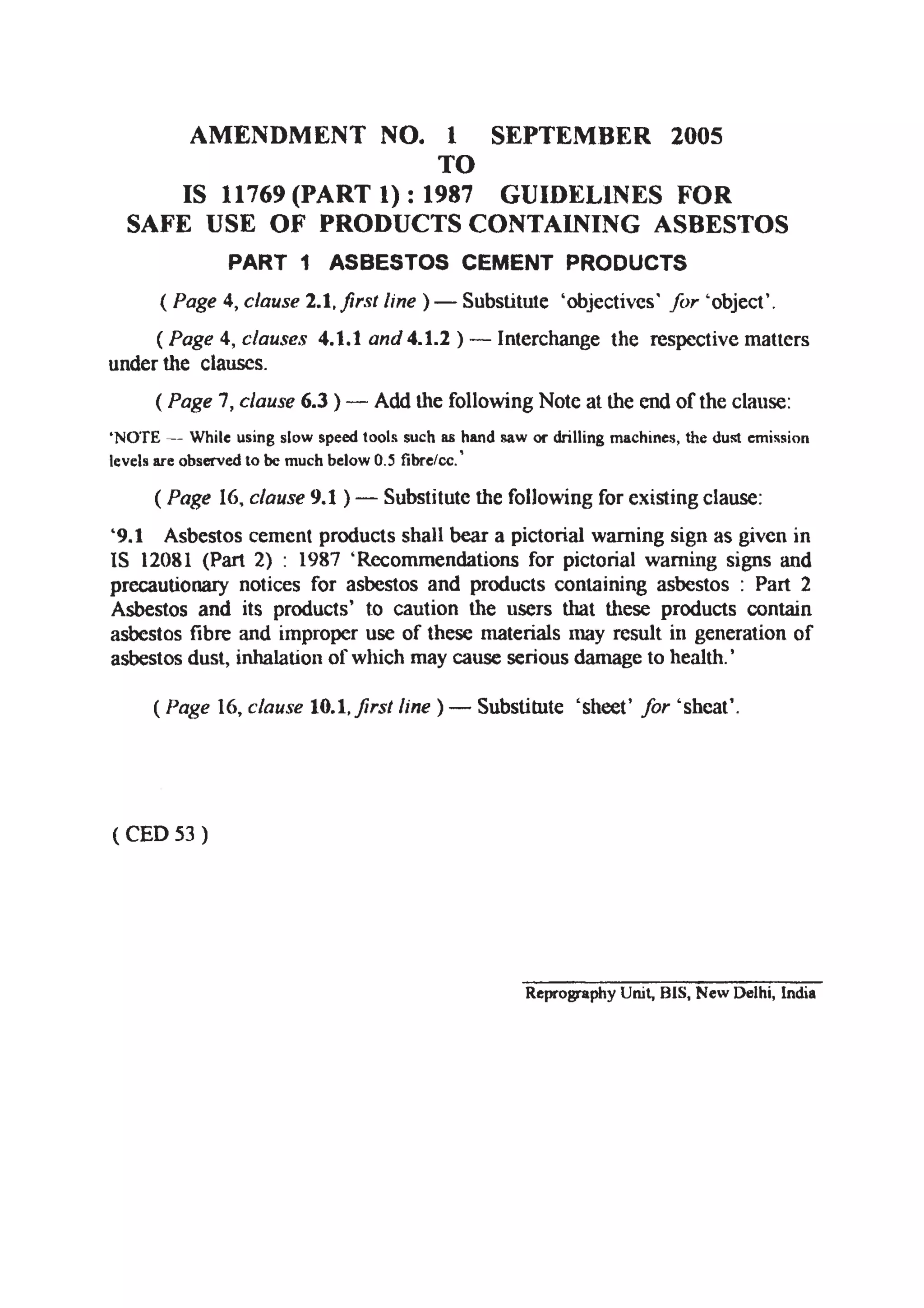 The IS 11769 Part 1 Usage of Asbestos Cement Products | PDF