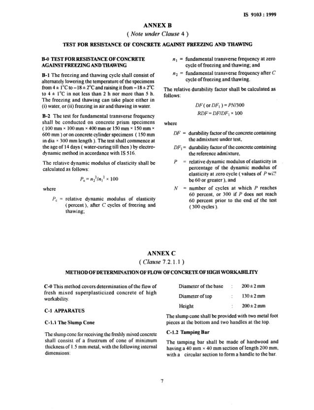 IS 9103 1999 Code for specification of admixtures mainly for chemical…