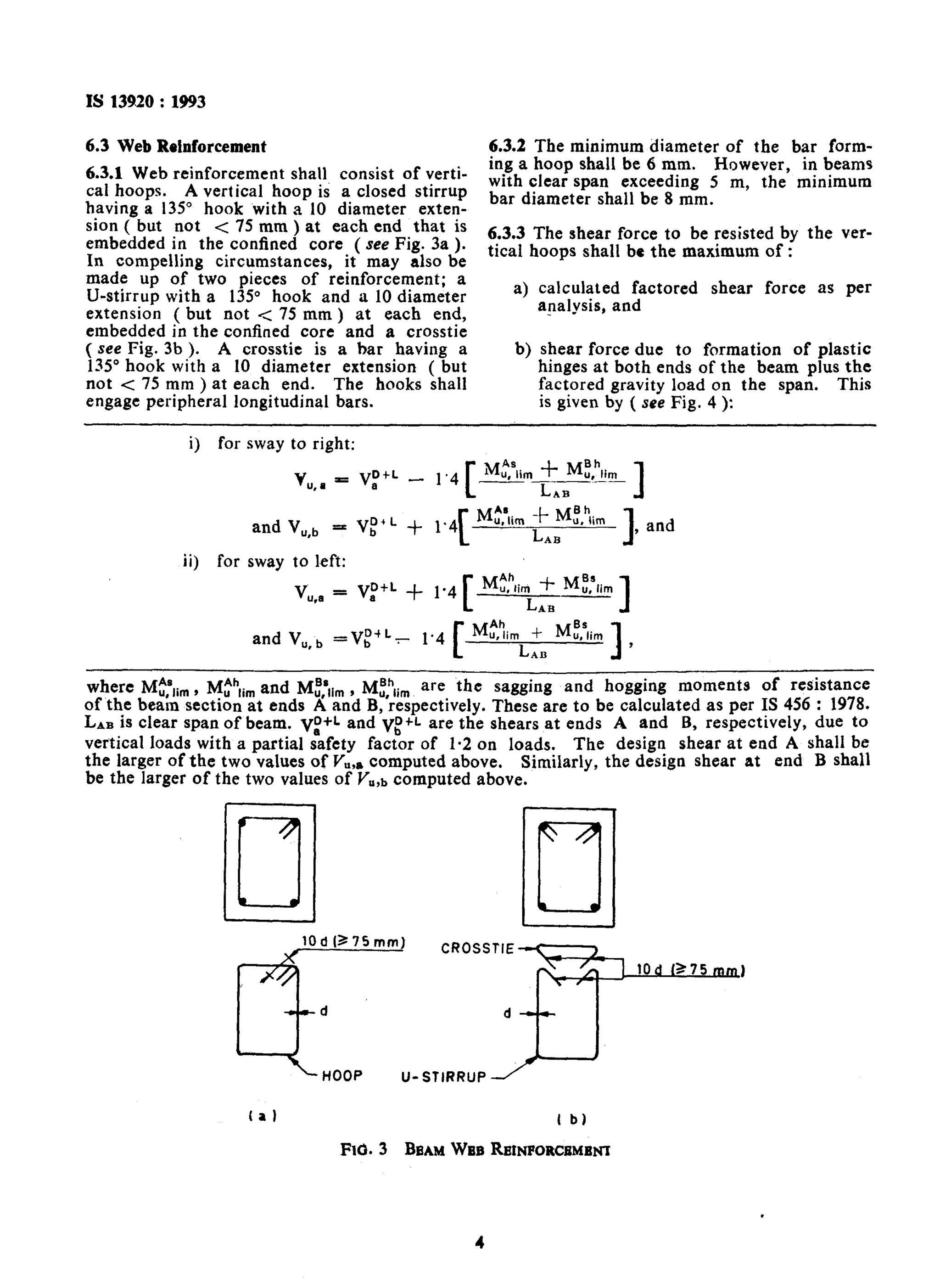 Is.13920.1993 ductile detailing of reinforcement | PDF