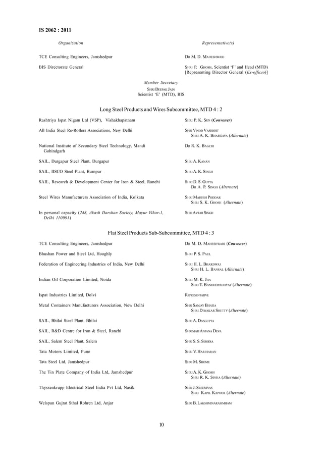 Is 2062 (2011) | PDF