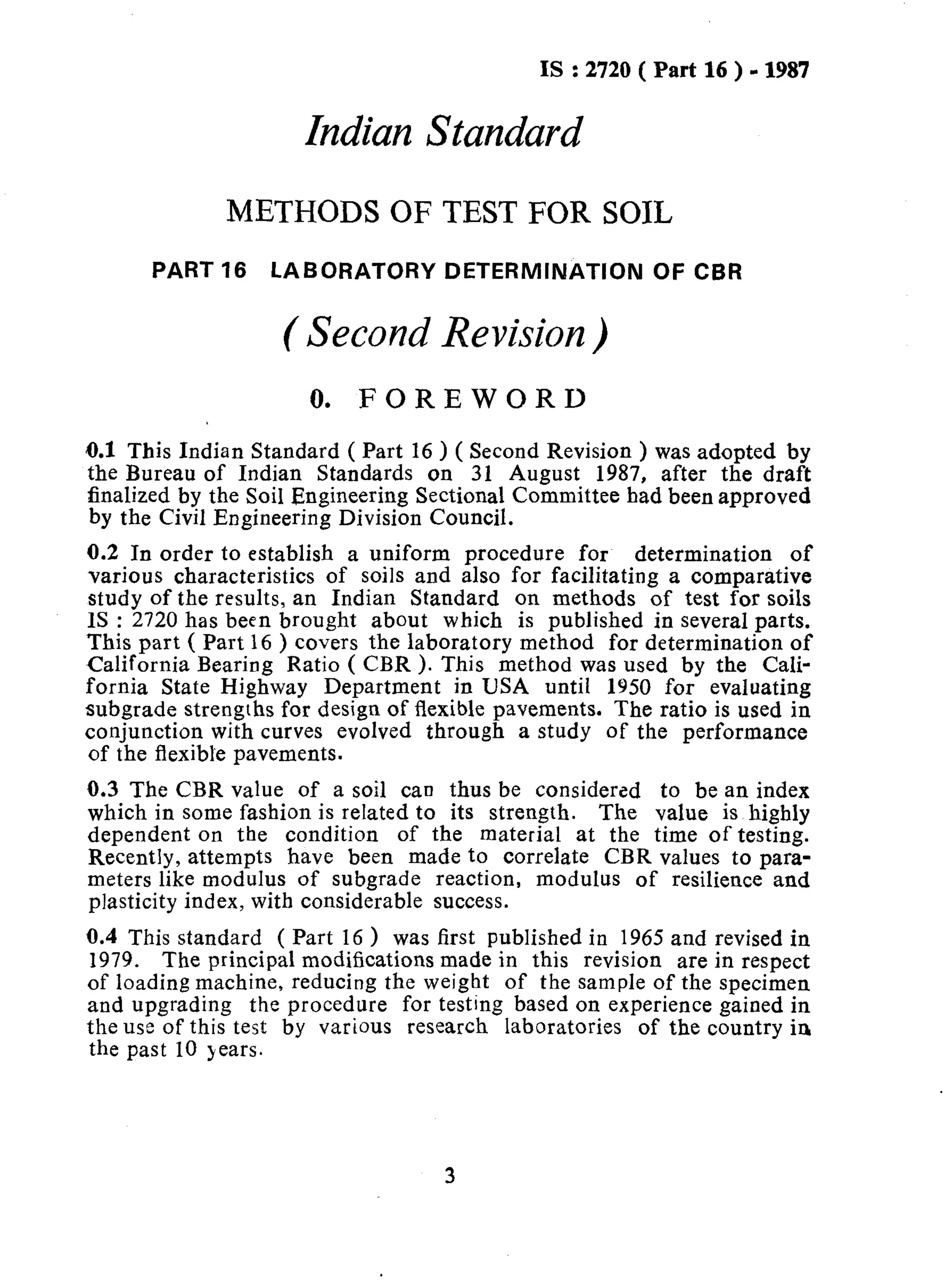 Is 2720-16-1987 cbr | PDF