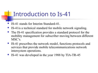 Interim Standard - 41 Reference Models for mobile | PPT