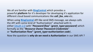 Is authorization always needed for sms messages in ringcentral-api | PPT