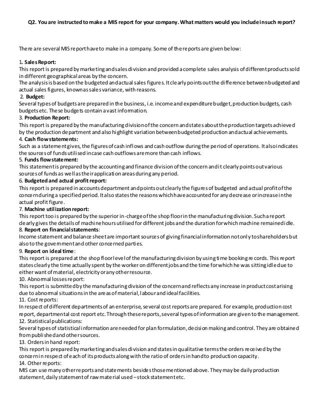 All Question regarding MIS