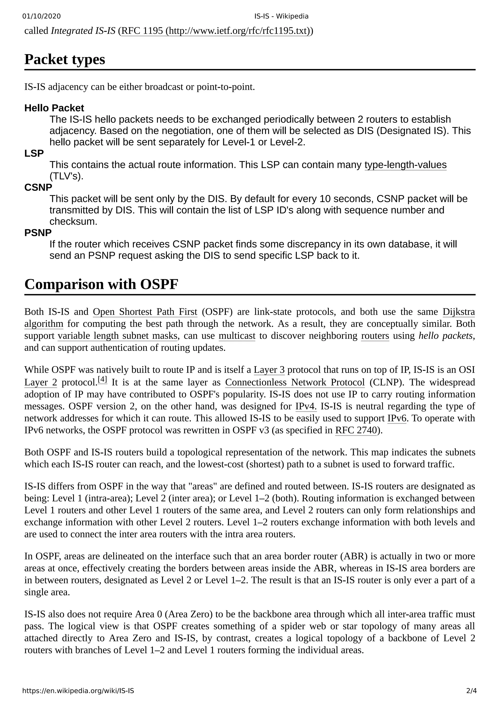 IS-IS : Notes | PDF