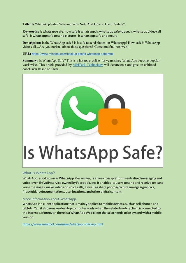 Is whatsapp safe | PDF